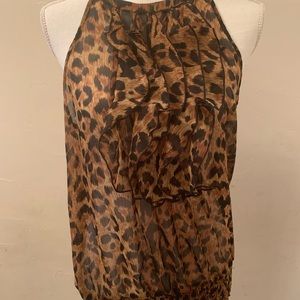 Tops | Leopard Print Sheer Top | Poshmark